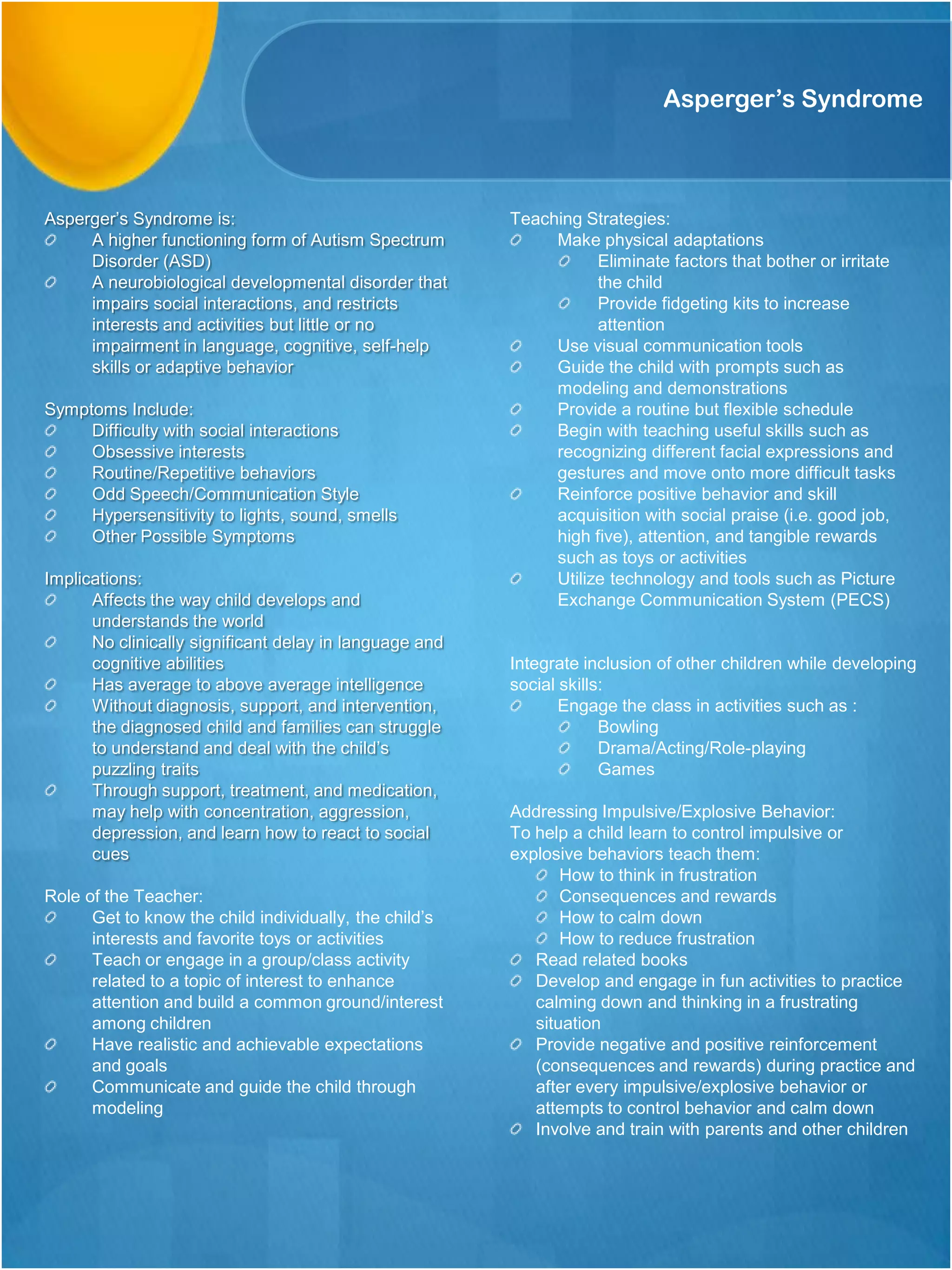 Summary handout | PDF