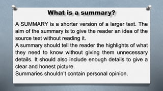 A Book / Story Summary | PPT