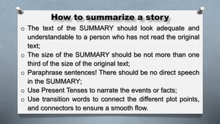A Book / Story Summary | PPTX