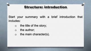 A Book / Story Summary | PPTX