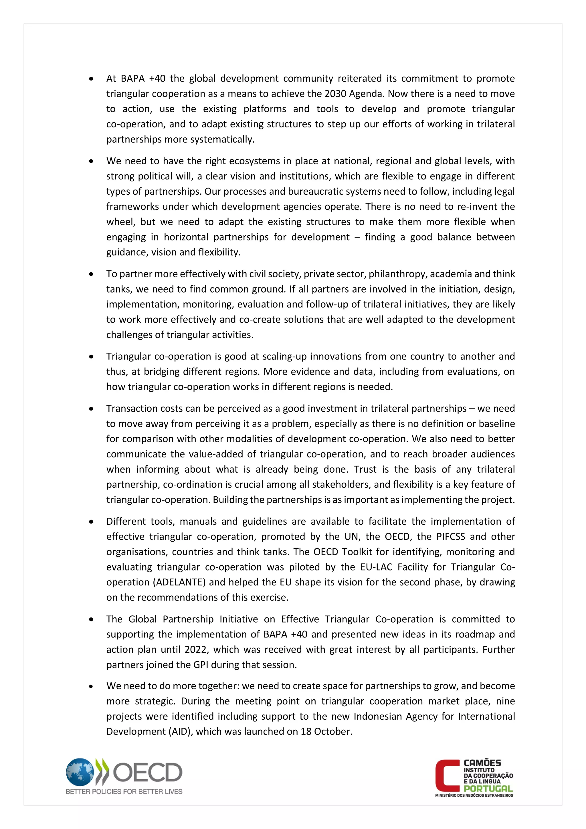 Summary 2019 International Meeting on Triangular Co-operation | PDF