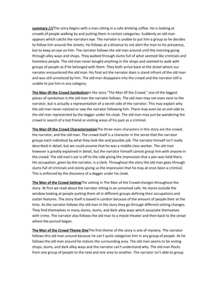 Summary man of crowd | RTF | Fiction | Books and Literature