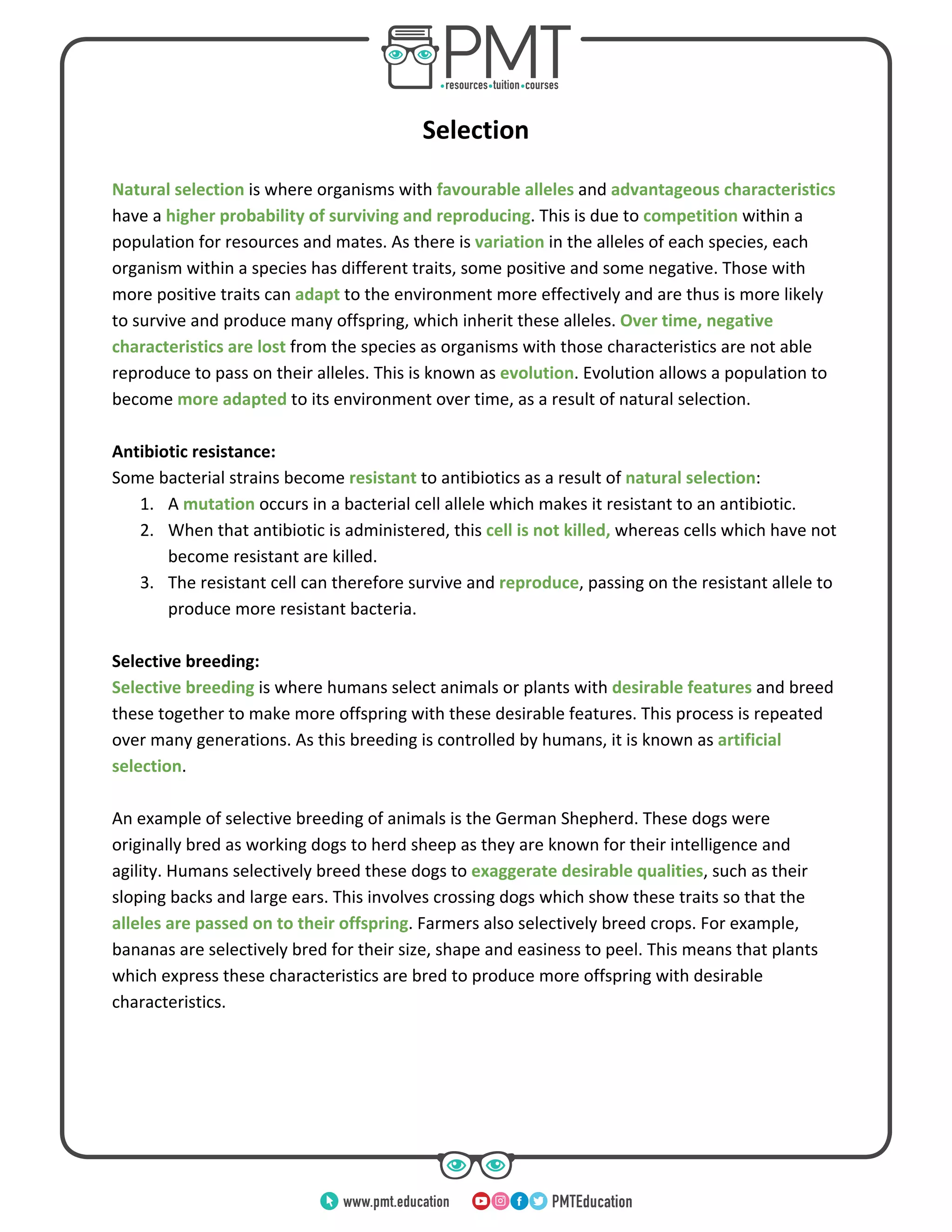 Summary Notes - Topic 18 Variation and Selection - CIE Biology IGCSE.pdf