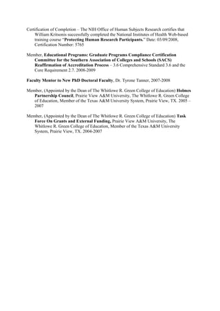 Dr. W.A. Kritsonis - Summary of Achievement | PDF