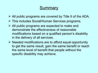Summary Of ADA Title II Regulations | PPT