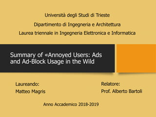 Summary of "Annoyed Users: Ads and Ad-Block Usage in the Wild" | PDF