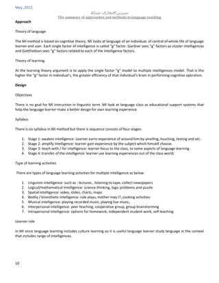 Summary of approaches and methods in language teaching | PDF