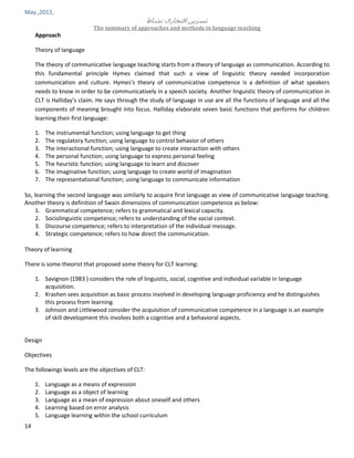 Summary of approaches and methods in language teaching | PDF