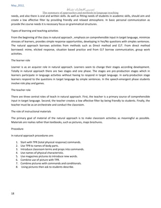 Summary of approaches and methods in language teaching | PDF