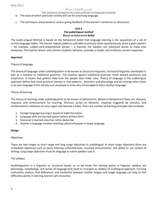 Summary of approaches and methods in language teaching | PDF