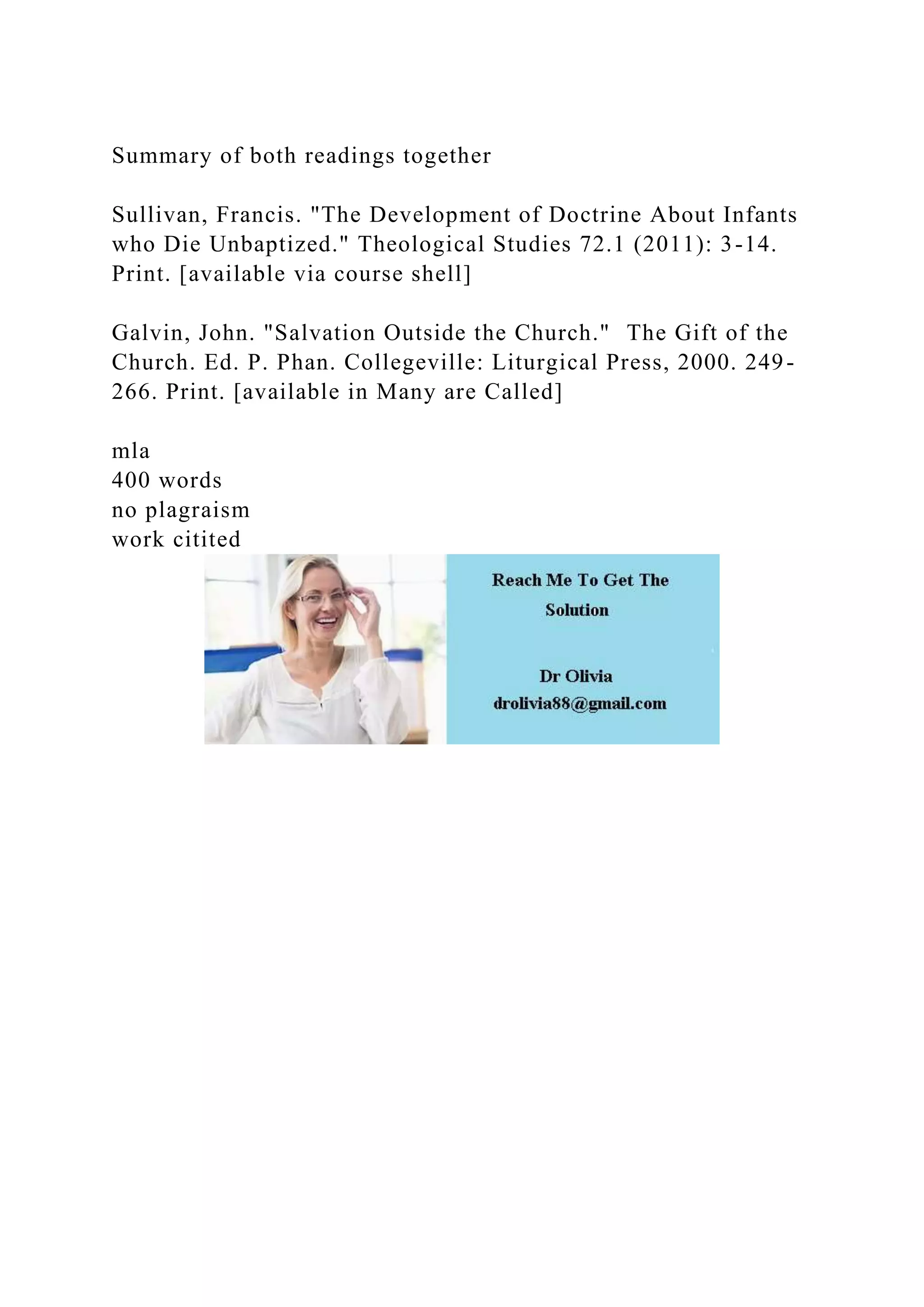 Summary of both readings togetherSullivan, Francis. The Develop.docx | Christianity | Religion ...