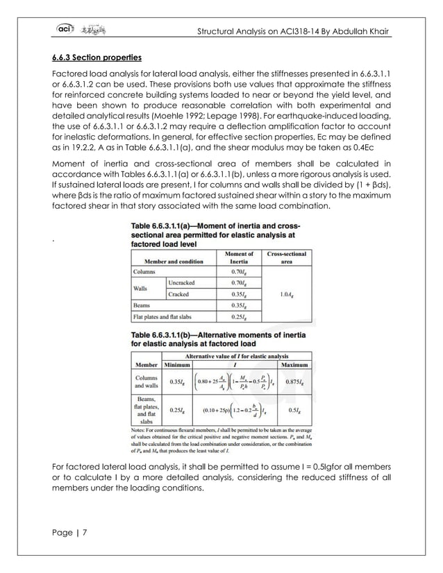 Summary of CHAPTER 6 (ACI318-14M) Structural Analysis | PDF | Geology | Science