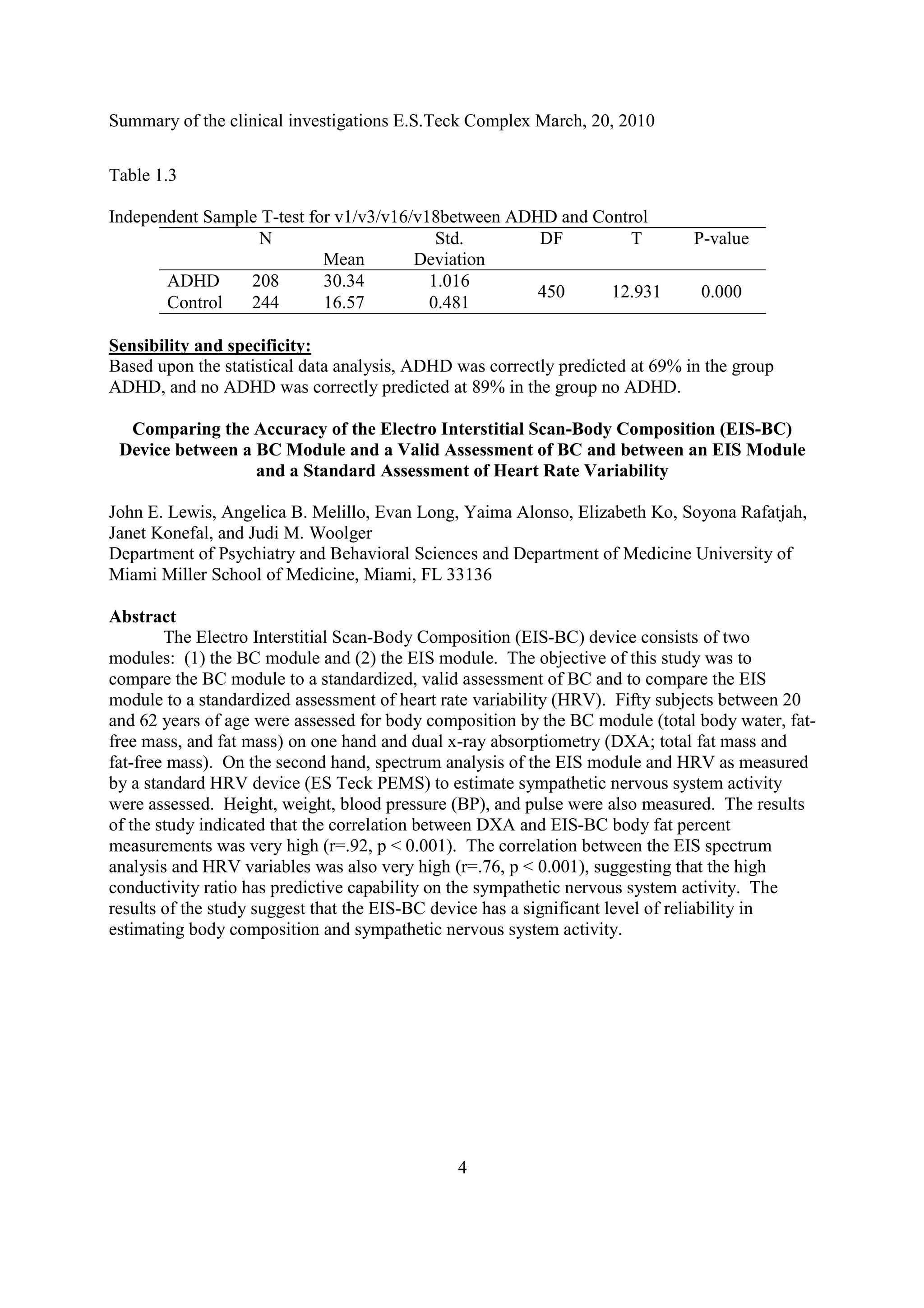 Summary of clinical investigations es teck complex system | PDF