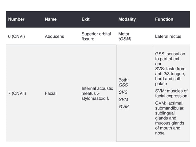 Summary of cranial nerves | PPT