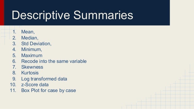 Summary of descriptive statistics