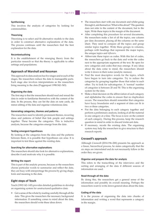Summary of different approaches collection of coding and data analysis ...
