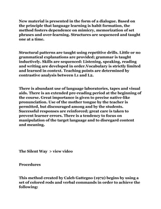 Summary of ELT Methods & Approaches | PDF