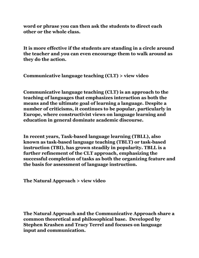 Summary of ELT Methods & Approaches | PDF | Education