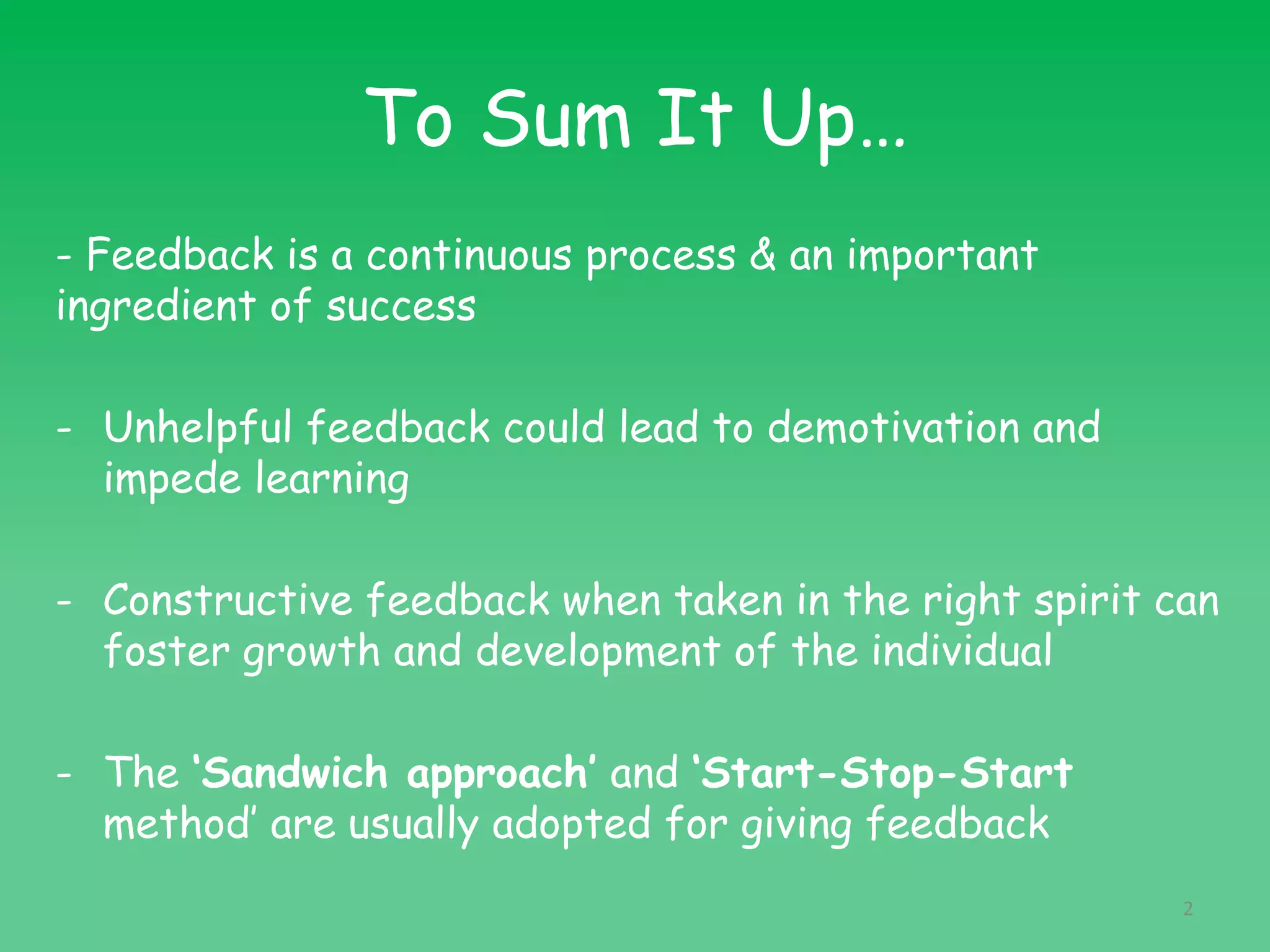 Summary of feedback | PPTX