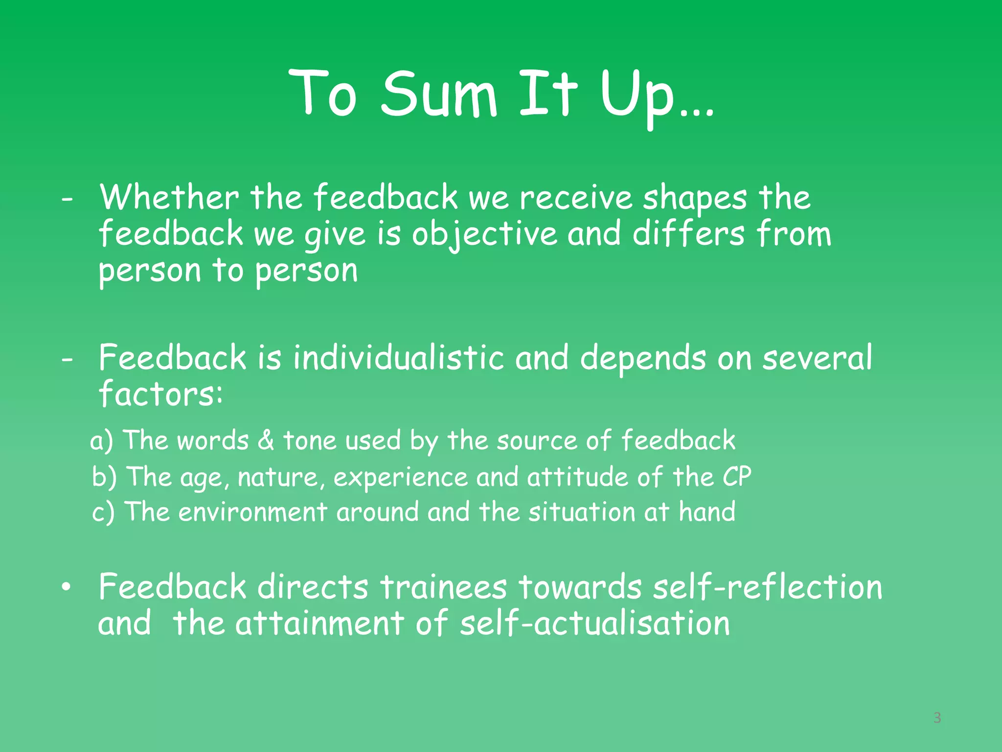 Summary of feedback | PPTX