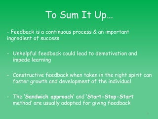 Summary of feedback | PPTX