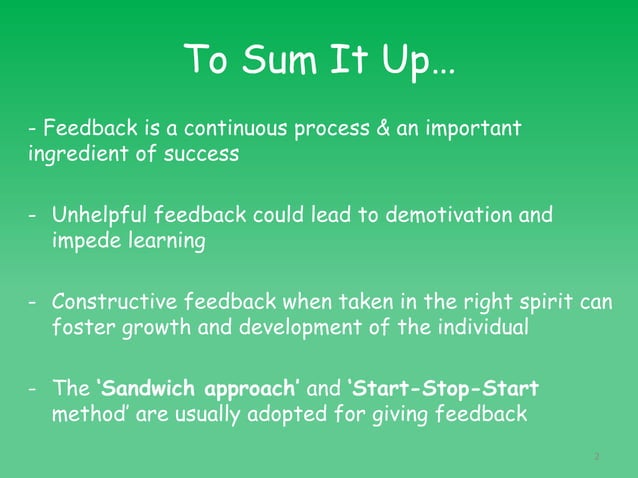 Summary of feedback | PPTX