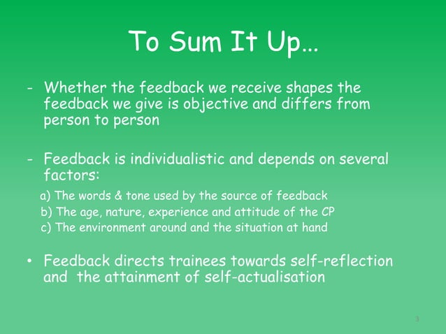 Summary of feedback | PPTX