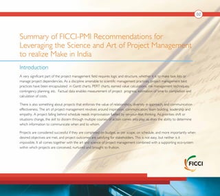 Leveraging the Science and Art of PROJECT MANAGEMENT to realize Make in ...