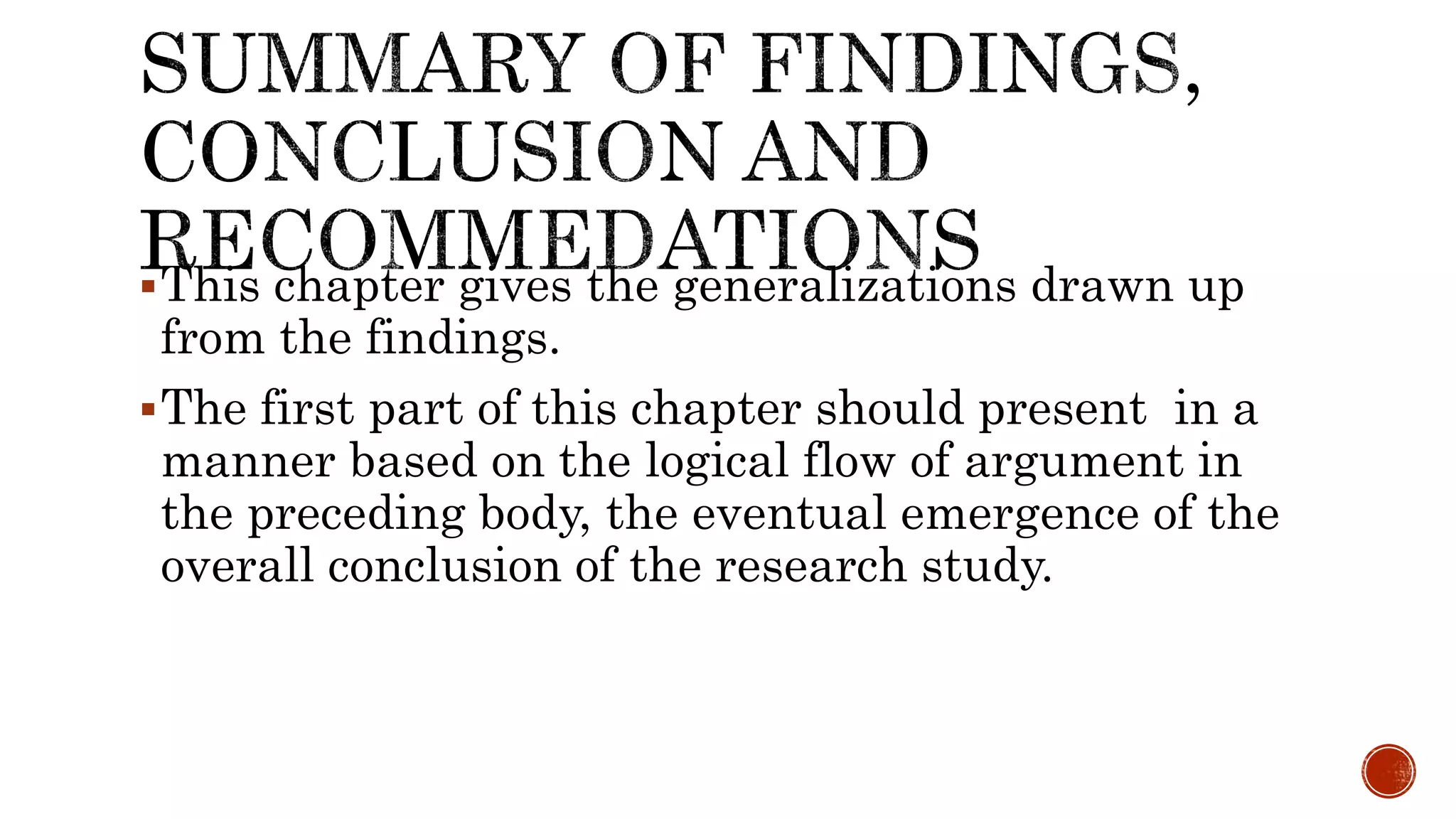 Summary of findings, conclusion and recommedations Ed200 | PPTX