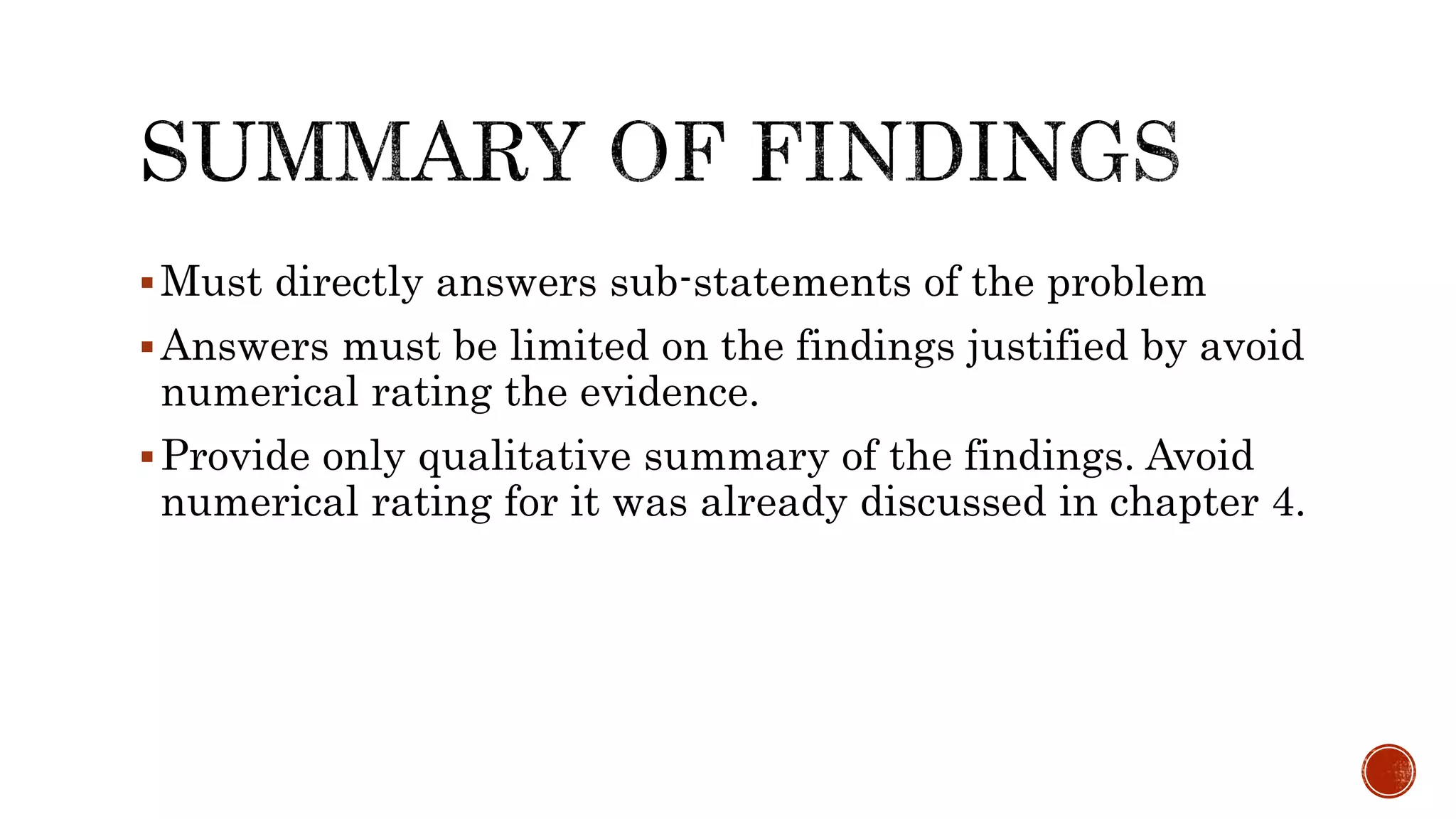 Summary of findings, conclusion and recommedations Ed200 | PPTX
