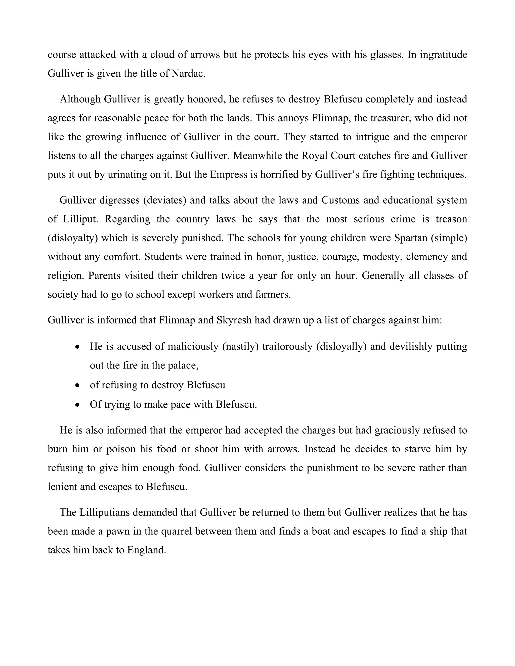 Summary of gulliver's travels | PDF