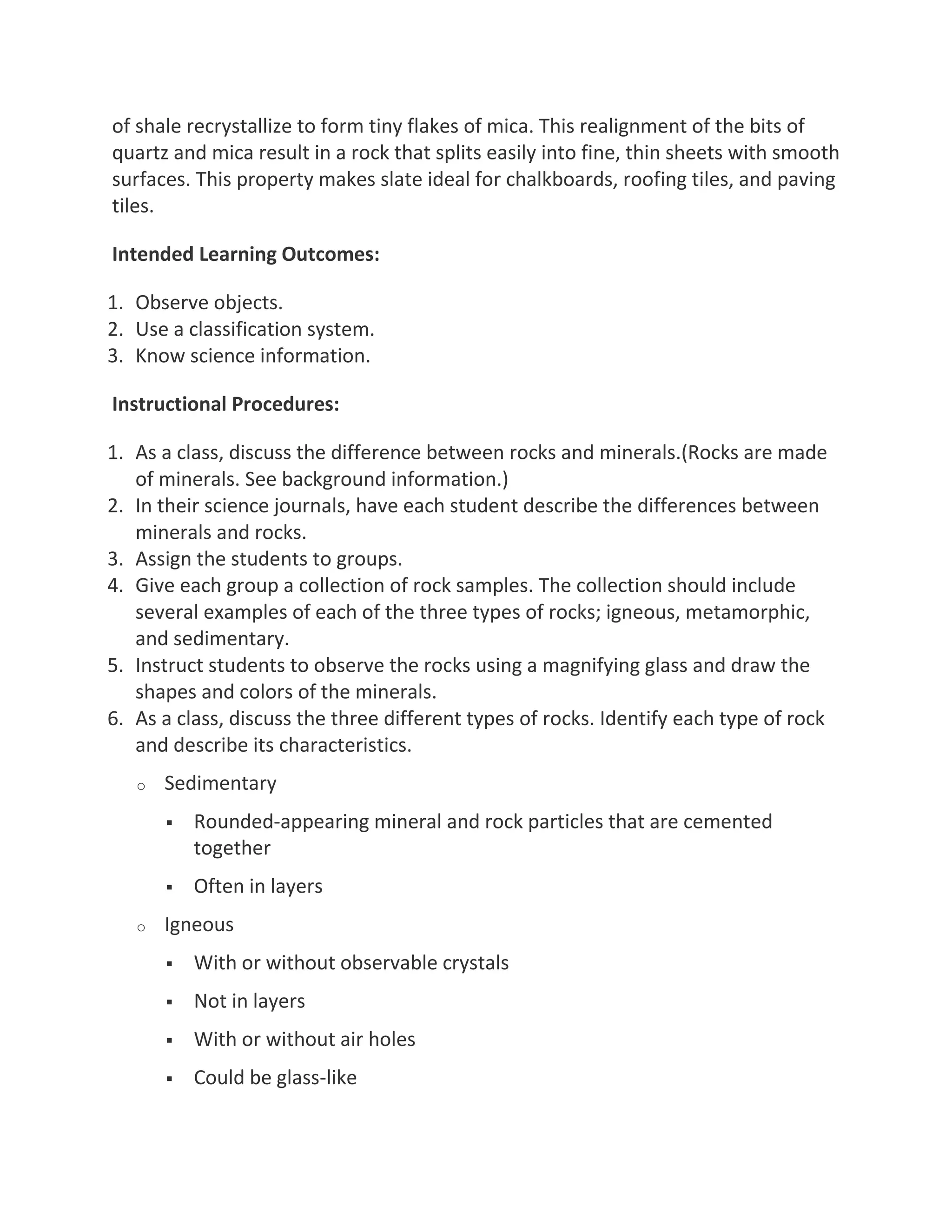 Summary of how to classify minerals | DOCX