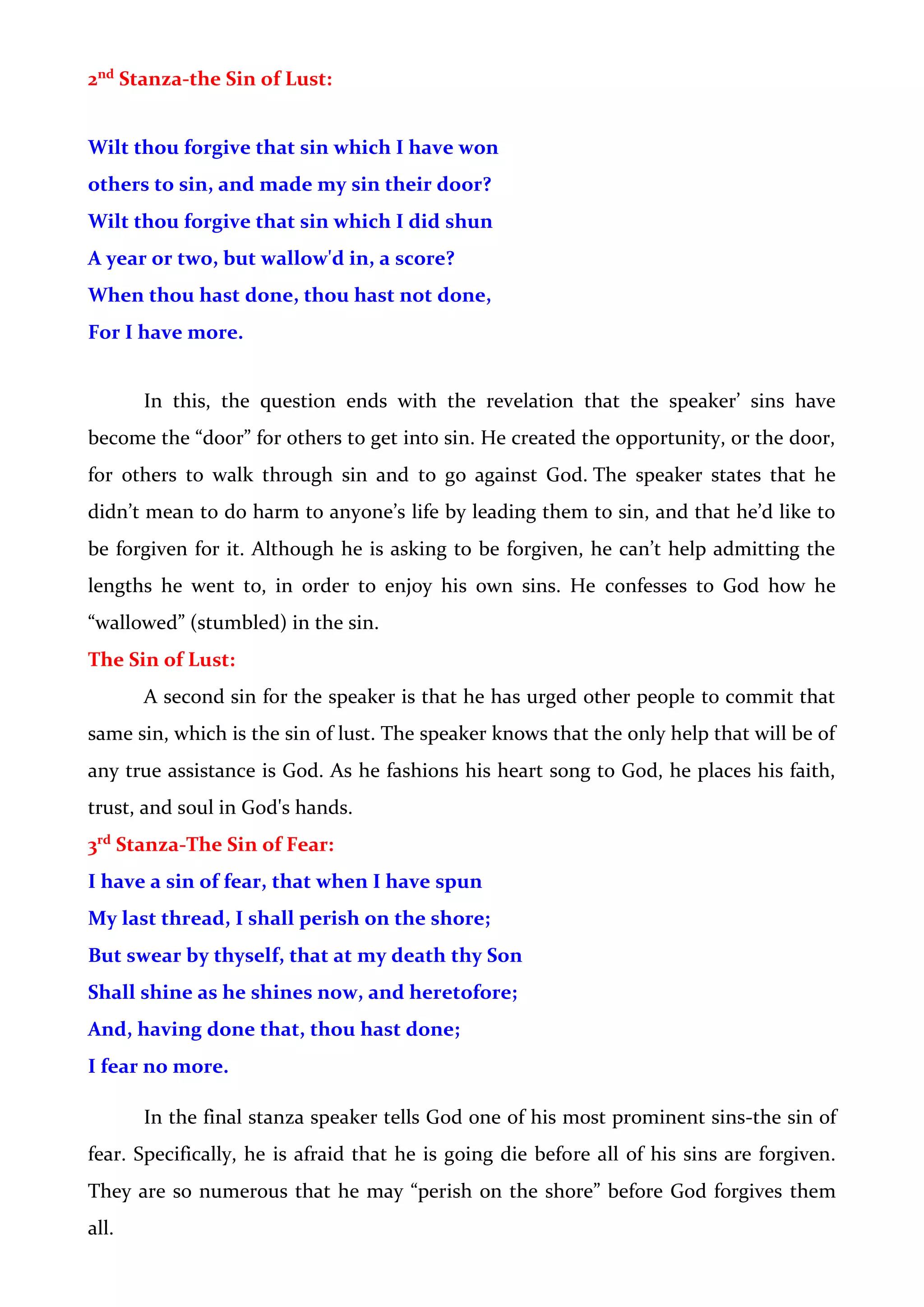 Summary of hymn to god the father | PDF