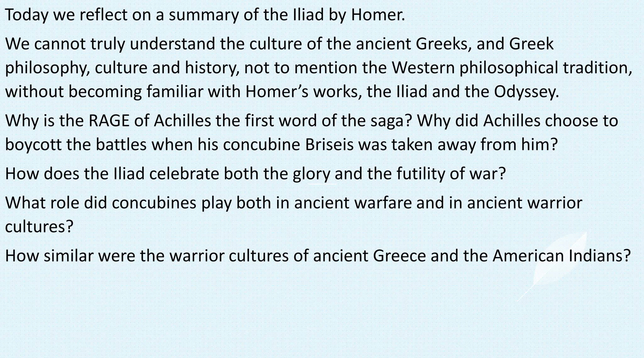 Summary of Homer’s Iliad: Warrior Culture of Ancient Greece | PDF