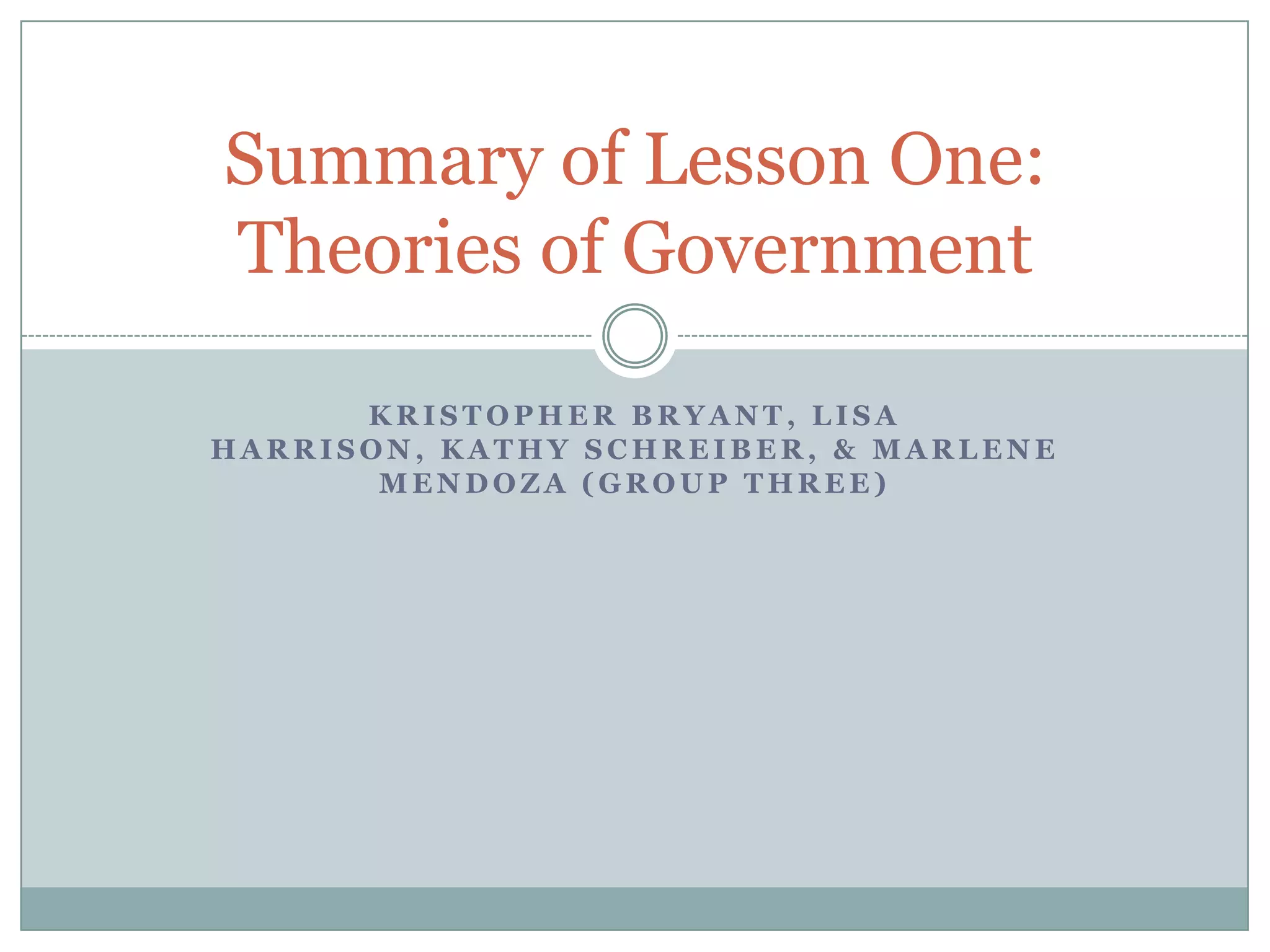 Summary Of Lesson One | PPT