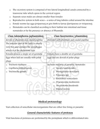 Summary of medical parasitology | PDF