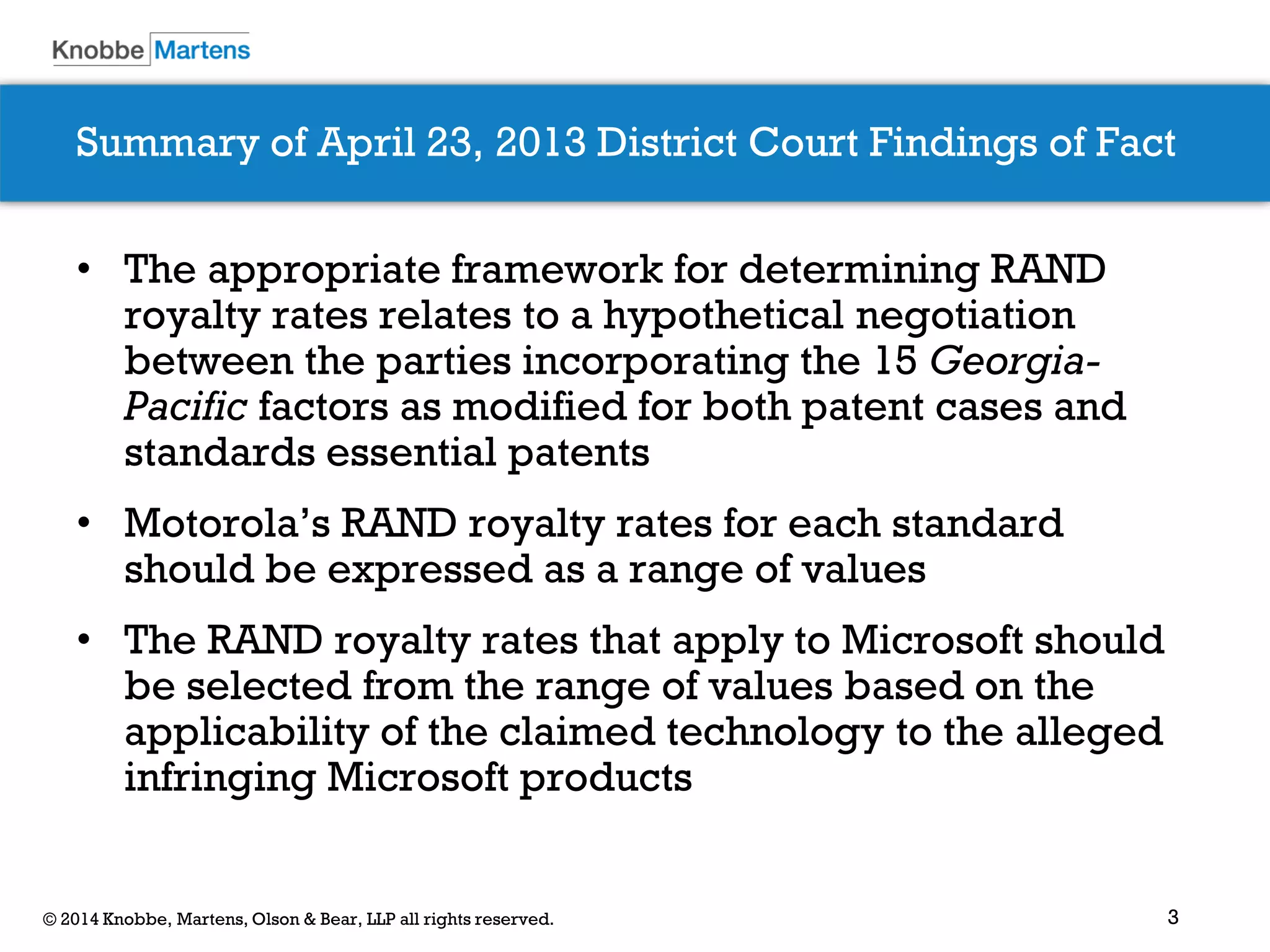 Review of Microsoft Corporation v. Motorola Inc. et al. – A framework ...