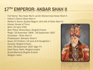 Summary of mughal emperors | PDF