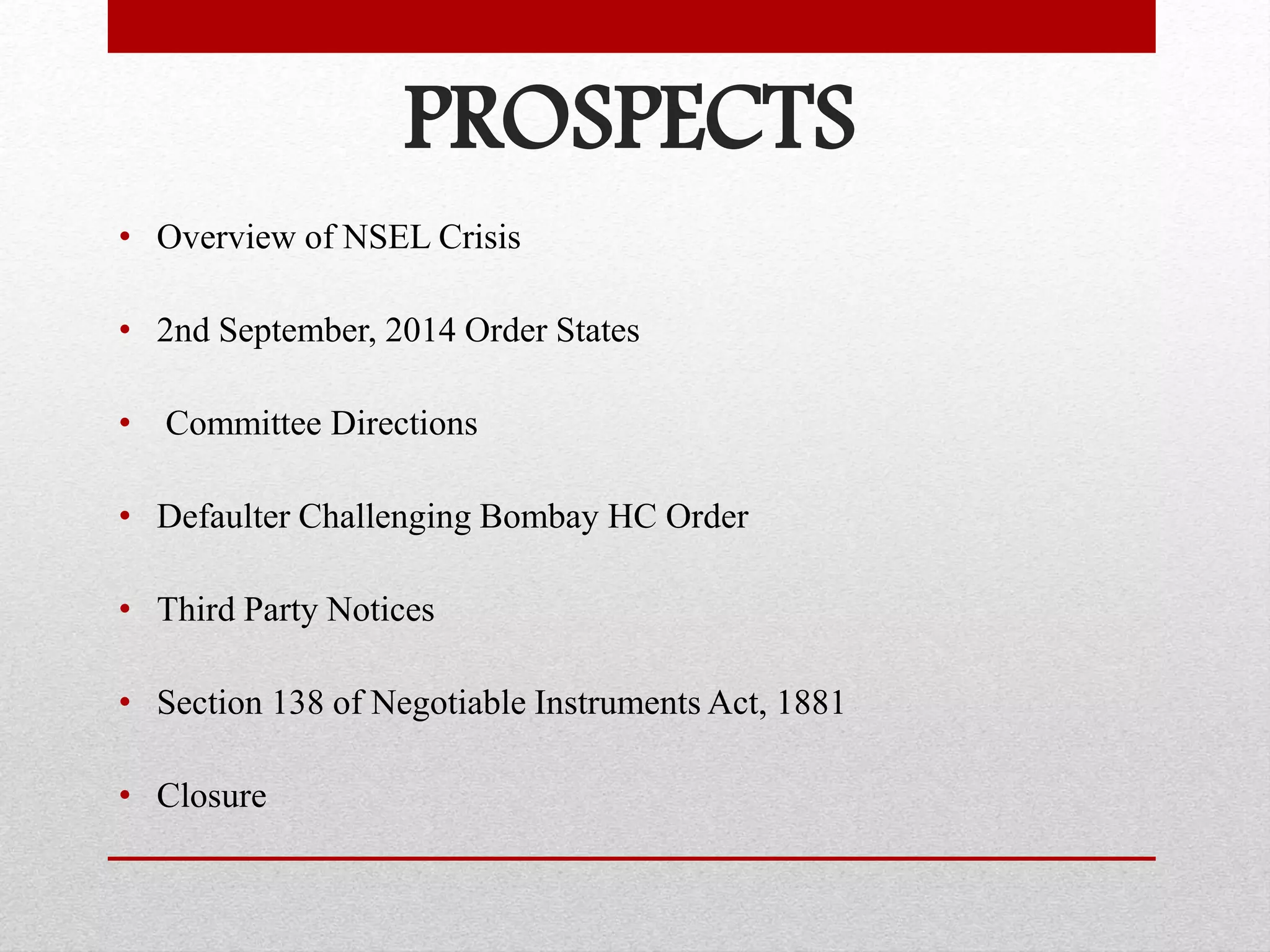 Summary Of NSEL's Legal Efforts | PPT