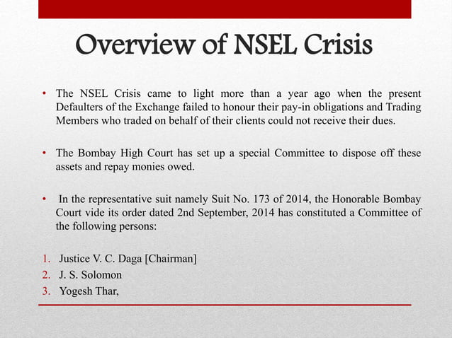 Summary Of NSEL's Legal Efforts | PPT