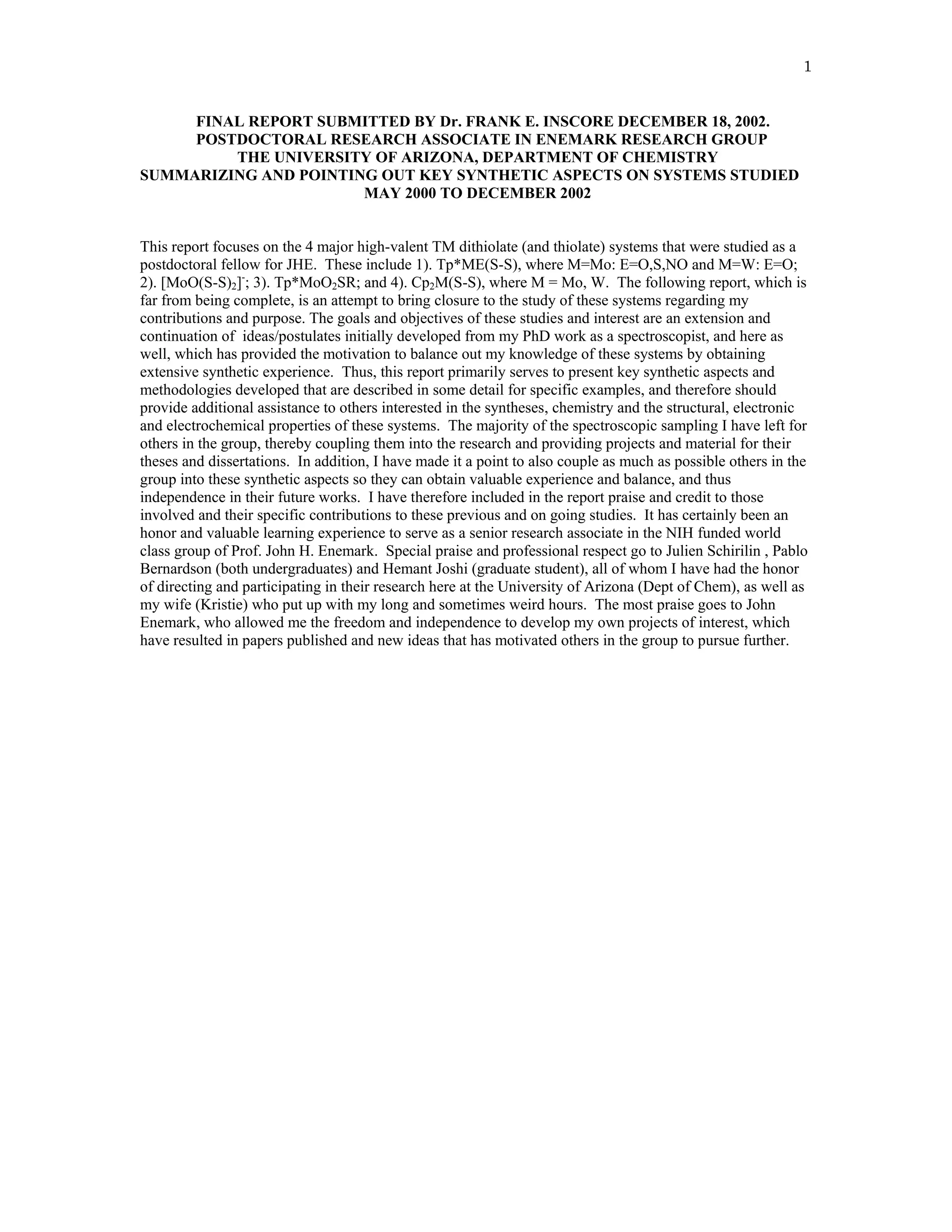 Summary Of Post Doc Synthetic Procedures 2003 | PDF