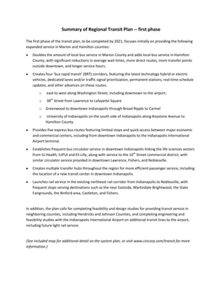 Summary of regional transit plan | DOCX