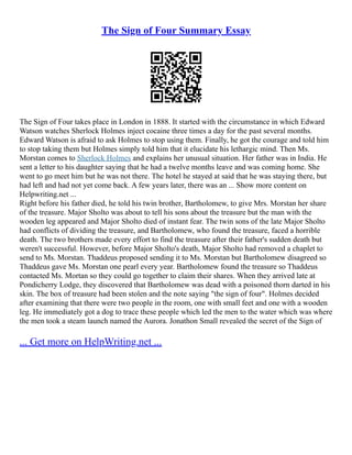 Summary Of Sherlock Holmes In The Sign Of The Four | PDF