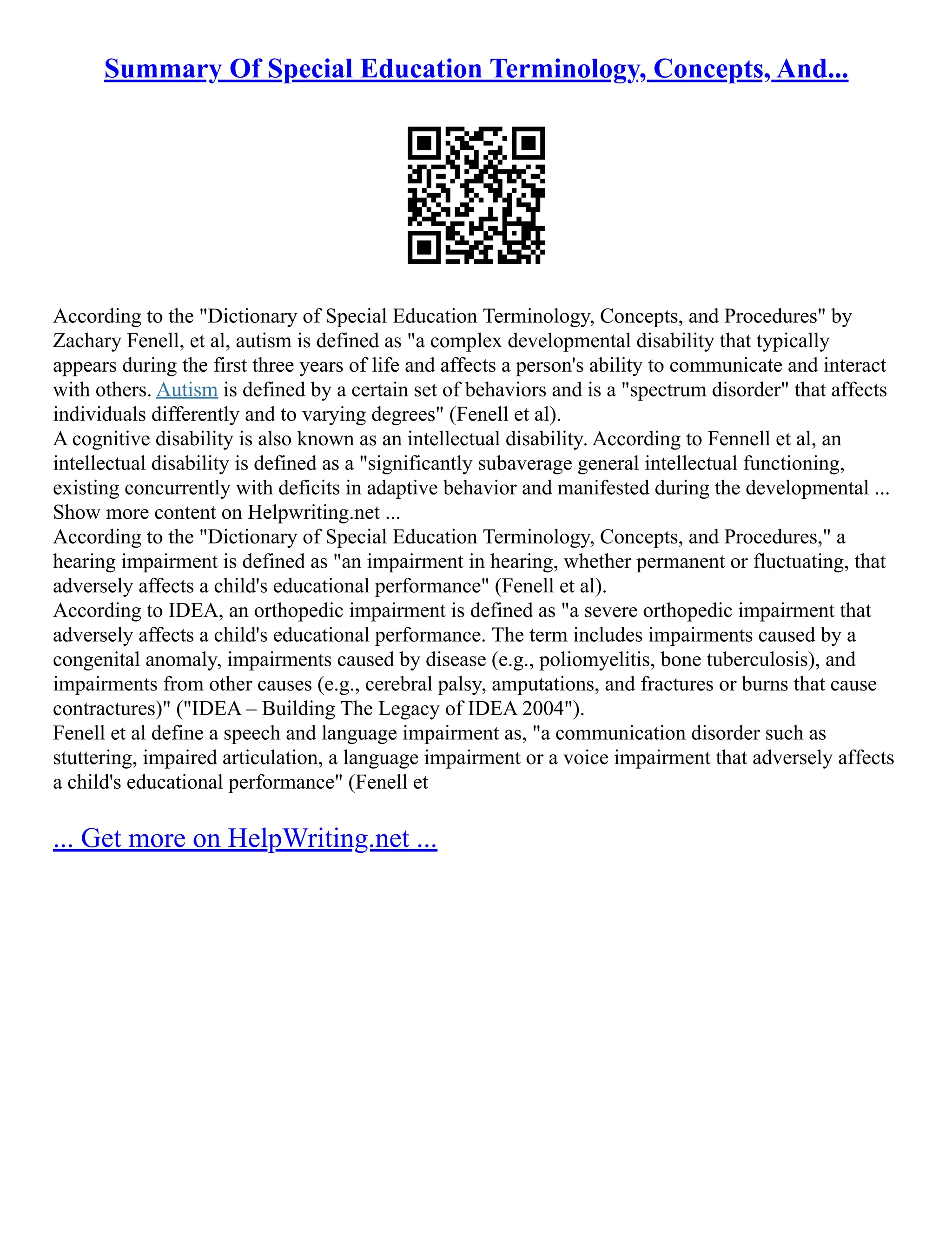 Summary Of Special Education Terminology, Concepts, And... | PDF