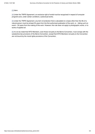 Summary of the Berne Convention for the Protection of Literary and ...