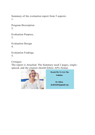 Summary of the evaluation report from 5 aspects 1.Program .docx