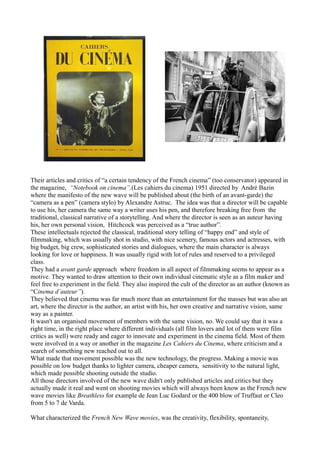 The language of the cinema, the French New Wave and Agnès Varda | PDF