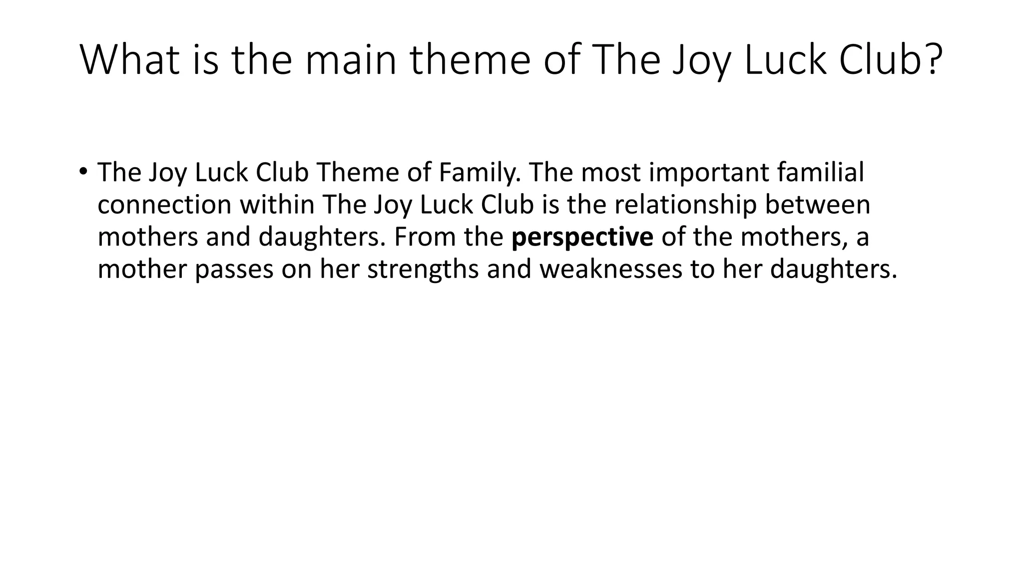 The Joy Luck Club-Comprehension Questions | PPTX