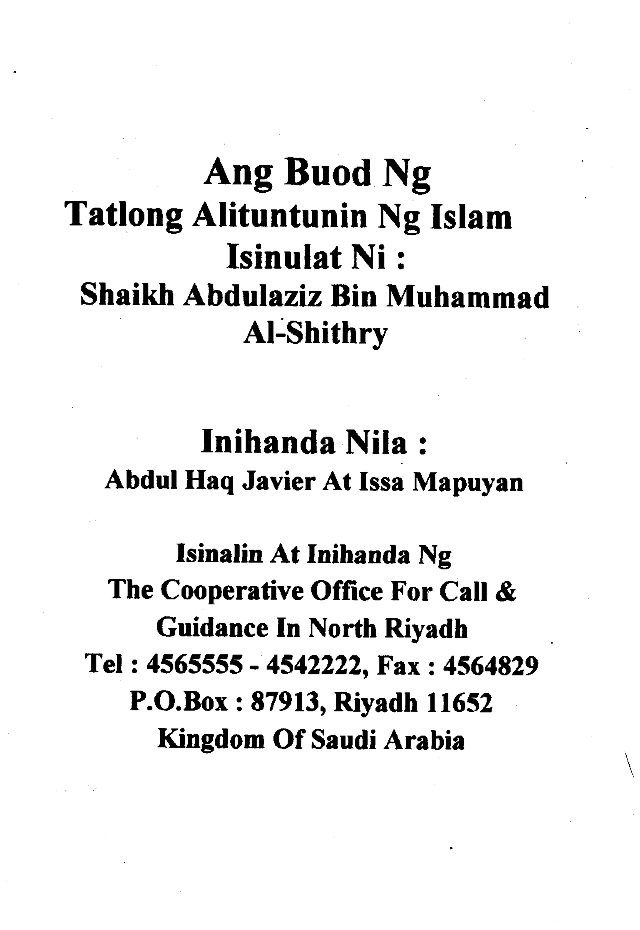 Summary of the three principles of islam tagalog | PDF