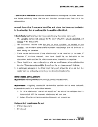SUMMARY of uma sakran about Business Research | DOCX